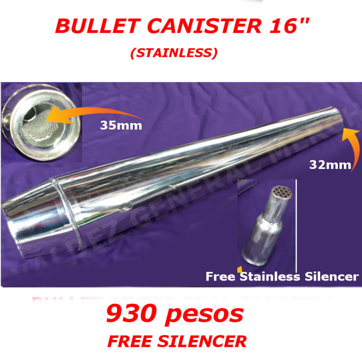 Mufler Bullet Canister, Stainless 16 inches length, Classic | Lazada PH
