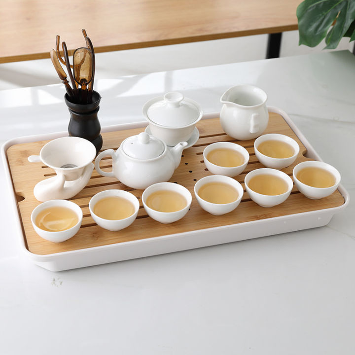 Tea set White Ceramic Chaoshan Kung Fu Teapot for Home Office Heat ...