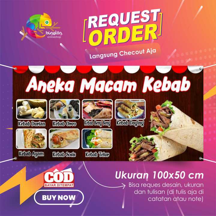 Spanduk 100x50 Banner Aneka Macam Kebab Custom Desain | Lazada Indonesia