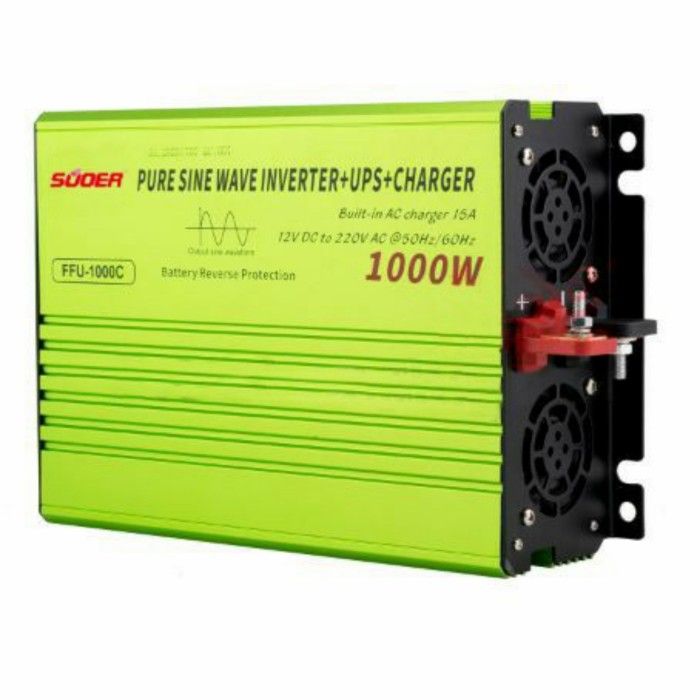 Inverter Pure Sine Wave 1000 Watt + Charger 12V FFU-1000C SUOER 1000W ...