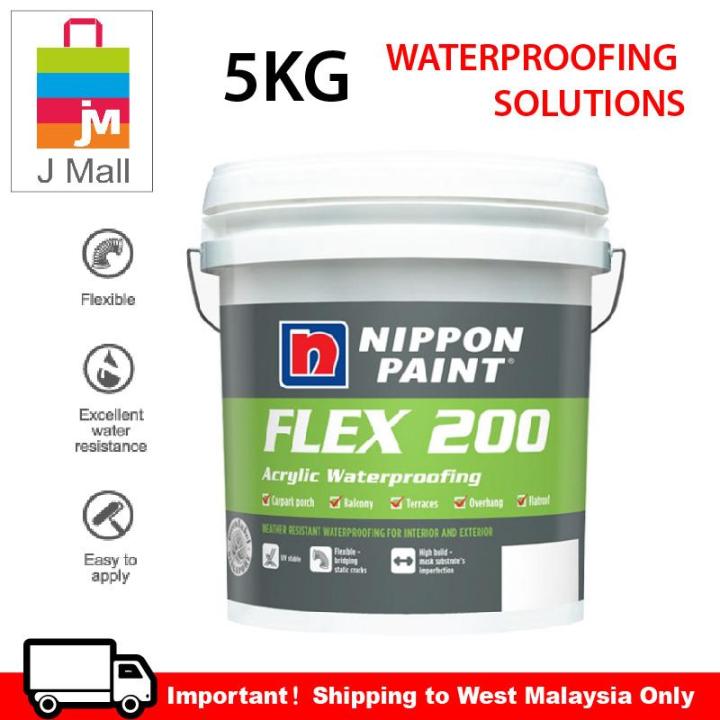 NIPPON PAINT FLEX 200 ARCYLIC WATERPROOFING (5KG) / (20KG) - WHITE / GREY | Lazada