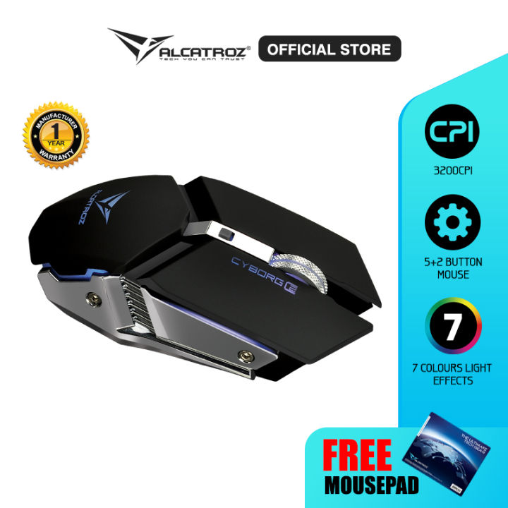 Alcatroz Mouse Wired Gaming Cyborg C2 3200 CPI [ 2 Tahun Garansi Resmi ...