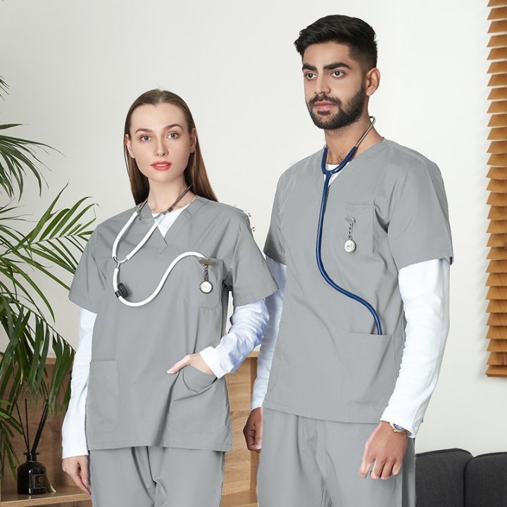 Soft Medical Scrubs Set Summer Unisex Uniform Clinic Hospital Sanitary ...