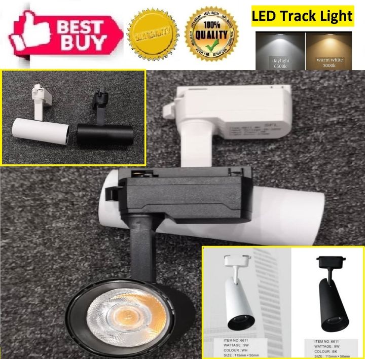 LED Track Light (BLACK/WHITE) - 9W (3000K Warm White/6500K Daylight ...