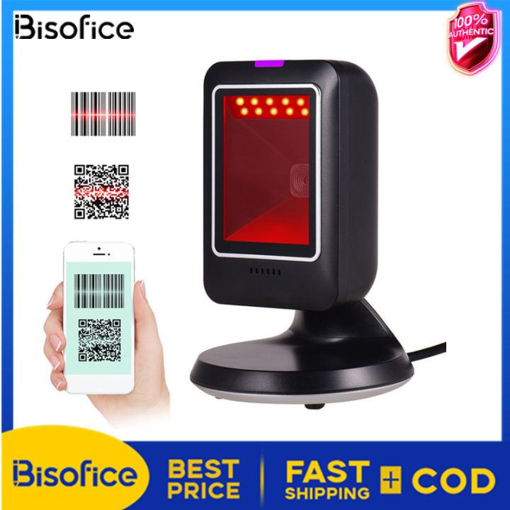 Bisofice MP6300Y 1D/2D/QR Omnidirectional Barcode Scanner USB Wired Bar ...