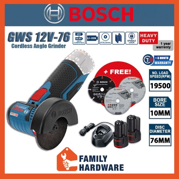 BOSCH GWS 12V-76 Professional Brushless Cordless Angle Grinder GBA 2 ...