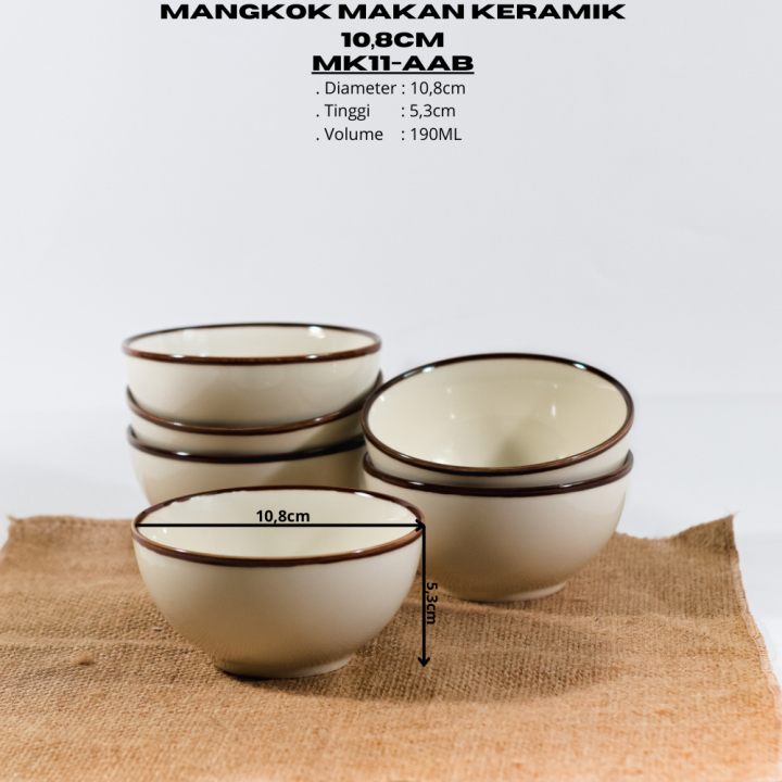 Mangkok Makan Keramik 10,8CM (3PCS) Polos By Indo Keramik Mangkok Nasi ...