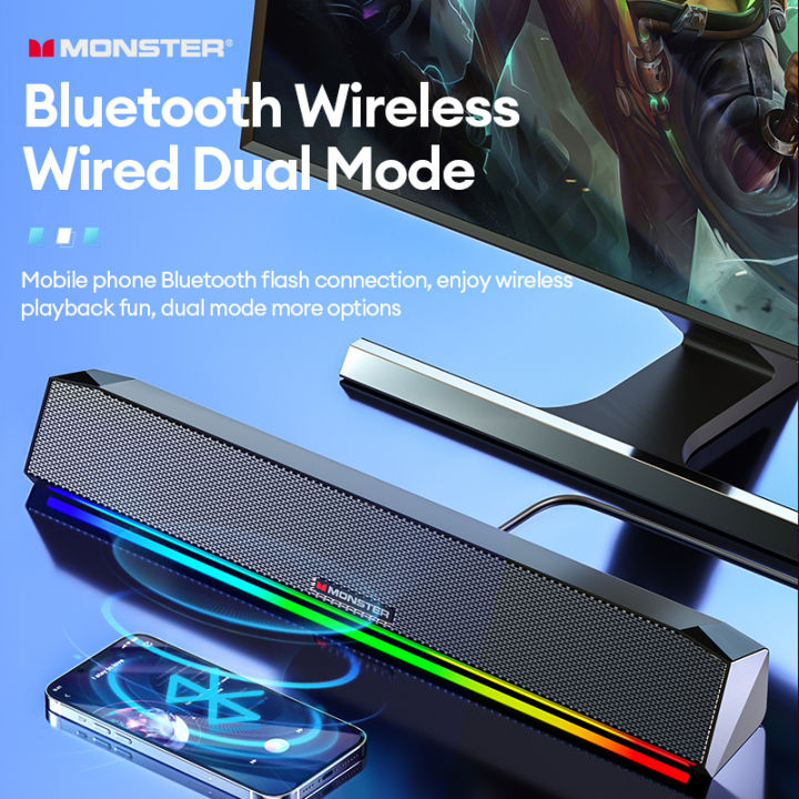 Monster G01 Wired Speaker Audio Computer Strip Mobile Multimedia Laptop ...