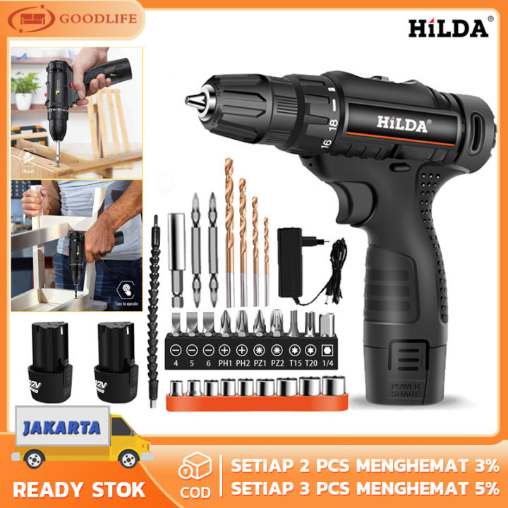 Cordless Drill 12S Mesin Bor Baterai 12S Bor Batre Merk Modern Bor ...