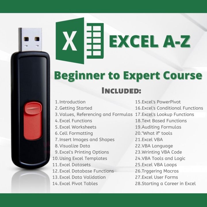 Excel Beginner to Expert Course Complete Tutorial 2022 USB Included ...