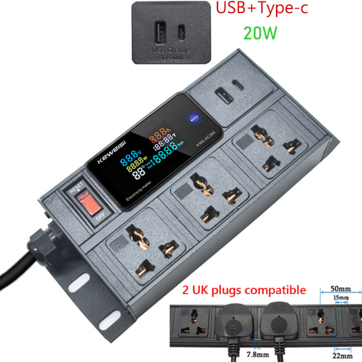 Desktop Electric Sockets digital display power board, 4 sockets with ...