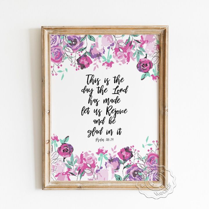Scripture Psalm Quotations Poster, Bible Verse With Purple Flower Art ...