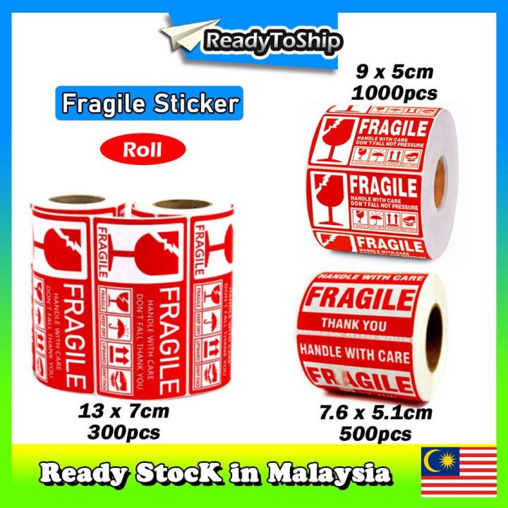 Fragile Sticker Fragile Warning Roll | Mudah Pecah Label | 易碎贴纸 | Lazada