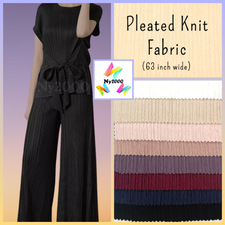 Kain Pleated Knit Warna Plain Buat Palazzo (Bidang 63") | Lazada