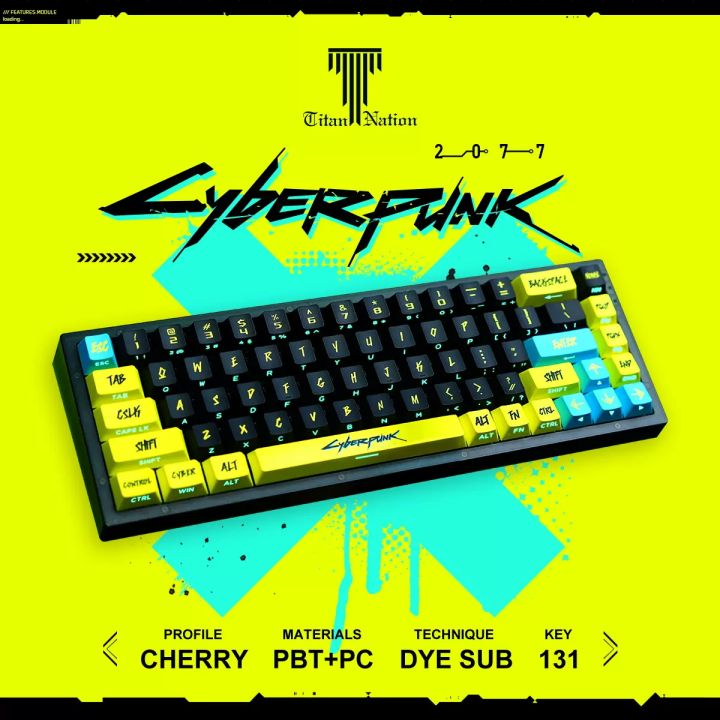 130 Keys Cyberpunk Keycaps Side ShineThrough PBT Dye-sub Cherry Profile ...