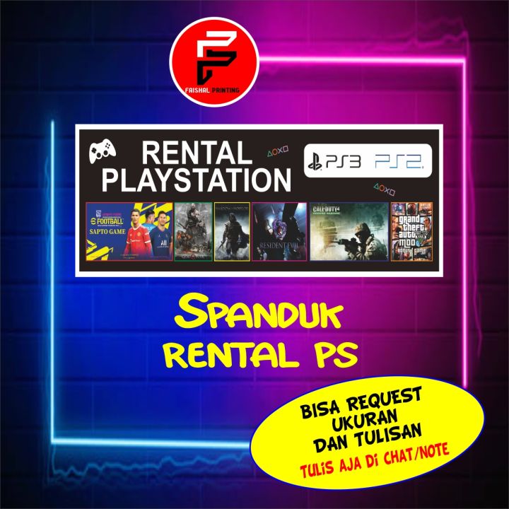 Spanduk Rental PS / banner Rental PS / Spanduk Custom Ukuran 3 x 1 ...