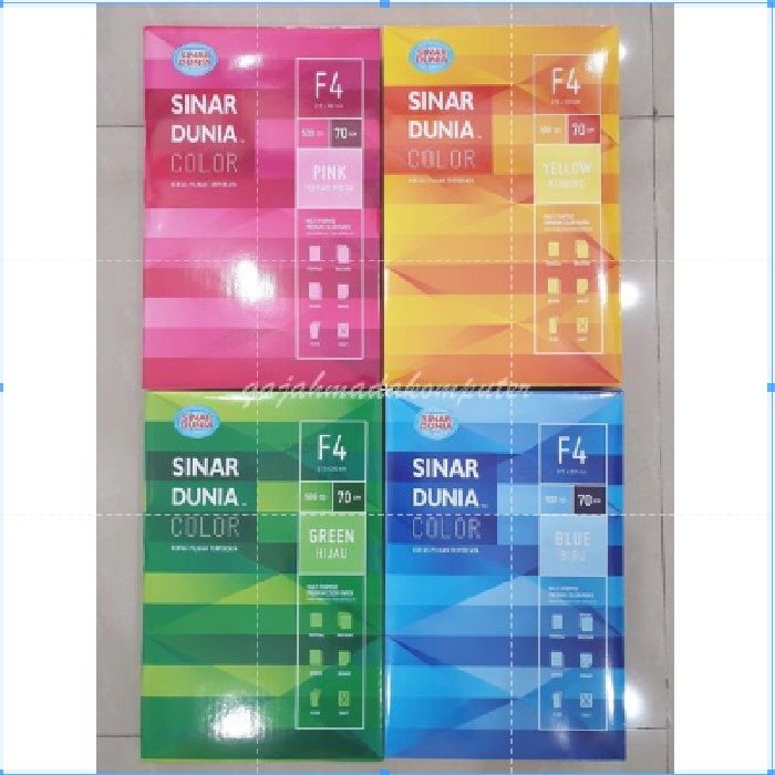 Kertas F4 Color 70 gsm SIDU 1 Rim / 1 Pak / Kertas F4 70 Sidu Warna Per ...