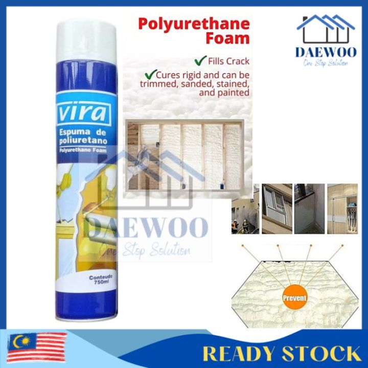Vira Polyurethane Foam PU Foam Spray Gap Giller Sealer Penampal Lubang (750ml) | Lazada