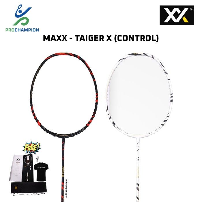 Exclusive Box ! Raket Badminton Maxx Taiger X Control Black And White ...