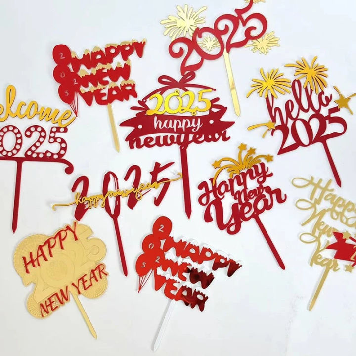 2025 Happy New Year Acrylic Cake Topper, Welcome 2025 New Year Theme ...