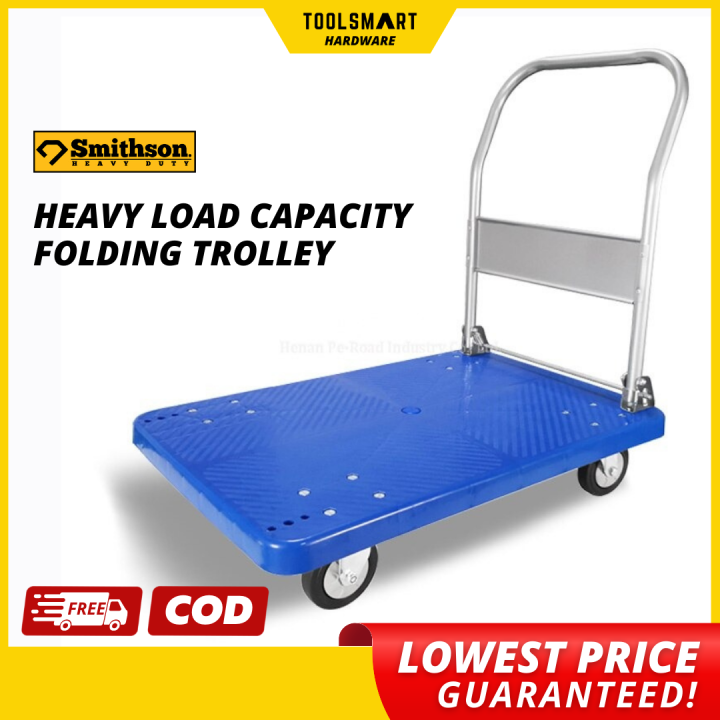 【SMITHSON】 Heavy Duty Push Cart Trolley Platform Truck Foldable Handle ...