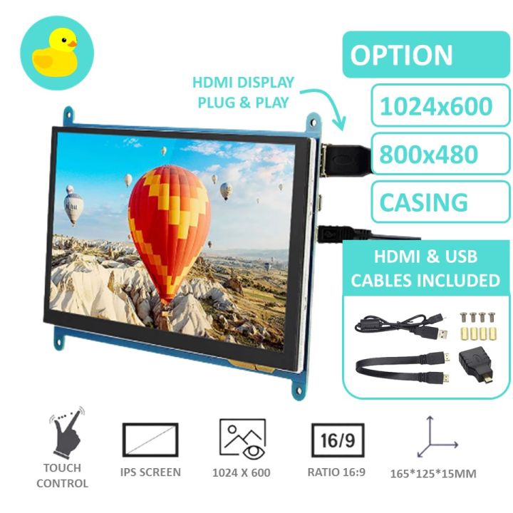 7 Inch Touch Screen HDMI LCD Display 1024x600 For Raspberry Pi PC ...