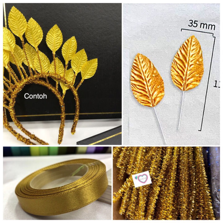 (Bahan DIY) Sanggul Lintang Cekak Daun Emas Sanggul Lintang Merdeka ...