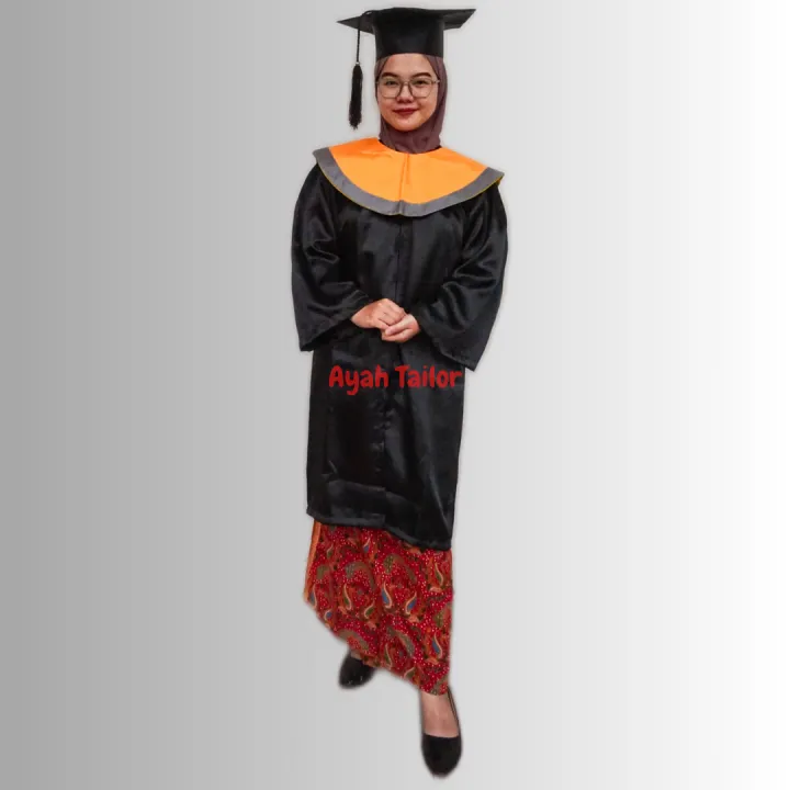 JUBAH WISUDA SLABER WISUDA BAJU TOGA KUNING MAS LIST ABU | Lazada Indonesia