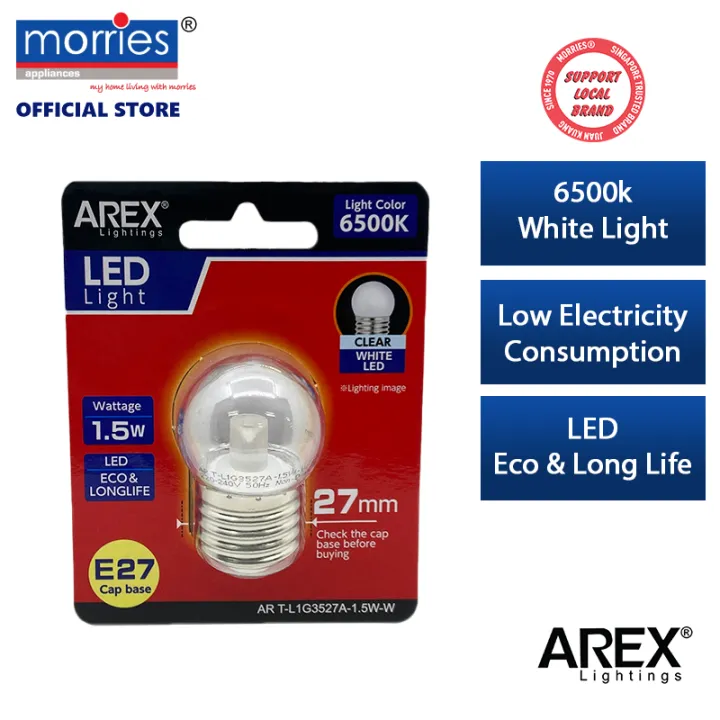 Bundle Of Two - AREX Lighting LED Bulb AR T-L1G3527A-1.5W-W E27 Cap ...