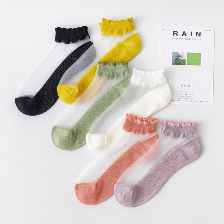 CEEKEY ถุงเท้า ถุงเท้าข้อสั้น ถุงเท้าแบบใสถุงเท้าข้อสั้นผู้หญิงถุงเท้า ...