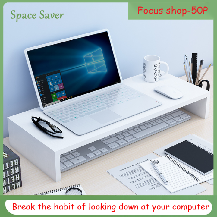 Home Computer Monitor Stand Wooden Laptop Stand Desktop Rack Riser 1/2 ...