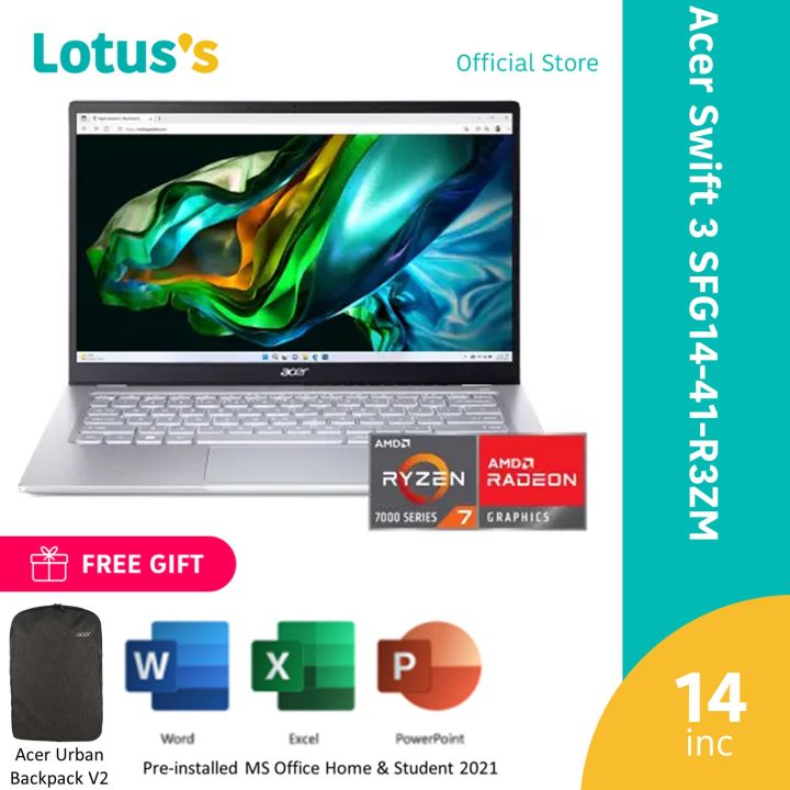 Acer Swift 3 SFG14-41-R3ZM Laptop Silver (R7 7730u, 16GB, 512GB ...