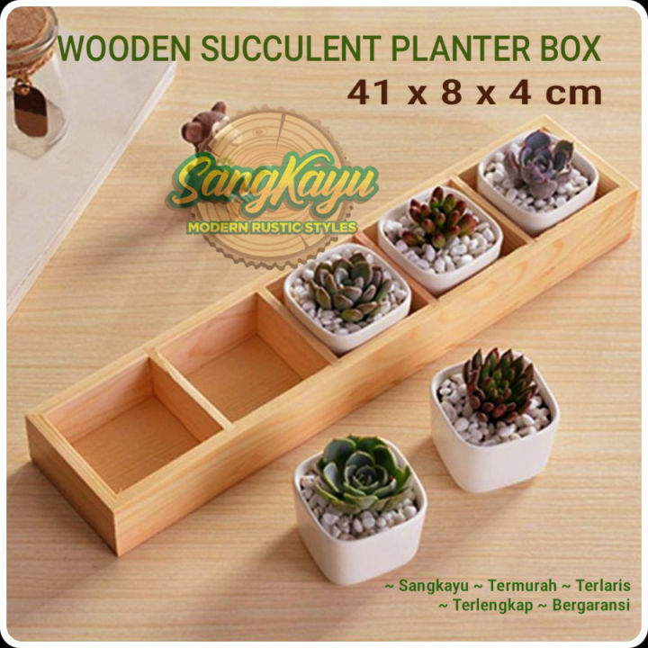 Wood succulent planter box kotak tanaman kaktus pot sukulen kayu ...