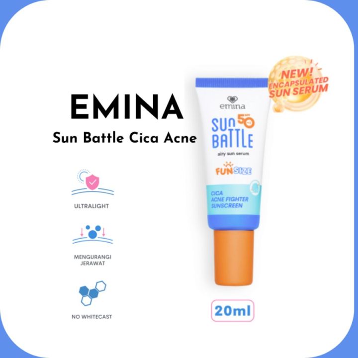 Emina Sun Battle Airy Sun Serum Spf 50 Pa++++ Cica Acne Fighter ...