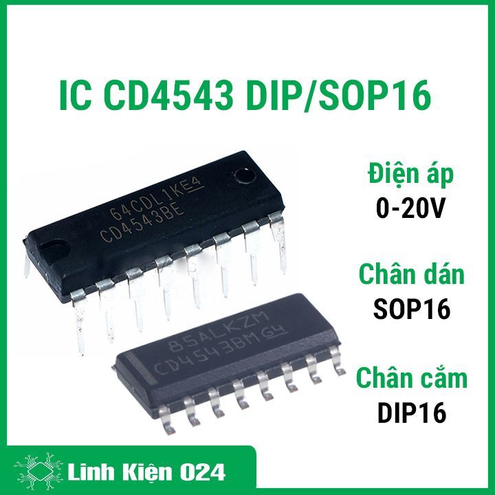 IC CD4543 DIP16/SOP16 - bộ giải mã, chốt, trình điều khiển BCD sang 7 đoạn | Lazada.vn