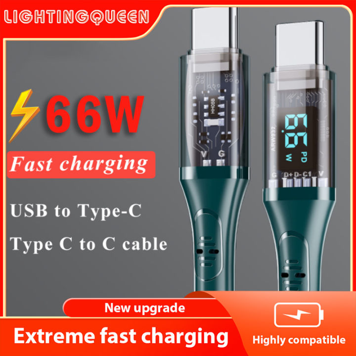 【TYPE-C to TYPE-C】USB C to USB Type C Cable 66W LED Digital Display ...