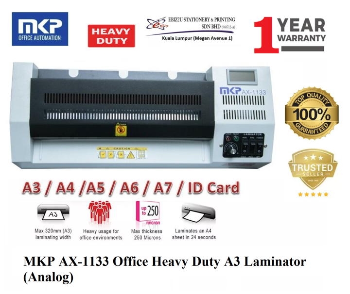 MKP Office Heavy Duty A3 Laminator (Analog) AX-1133 A3 Laminator ...