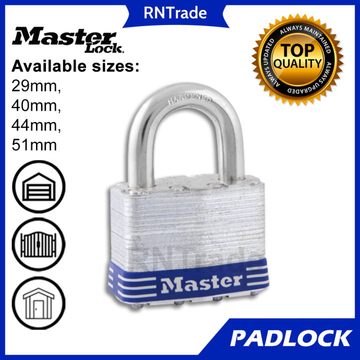 MASTERLOCK MASTER LOCK Padlock, Wide Laminated Steel Pin Tumbler, (1D ...
