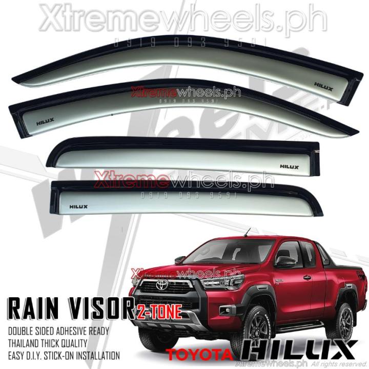 Toyota Hilux J E V CONQUEST GRS 2016-2024 Two Tone Rain Visor Silver ...