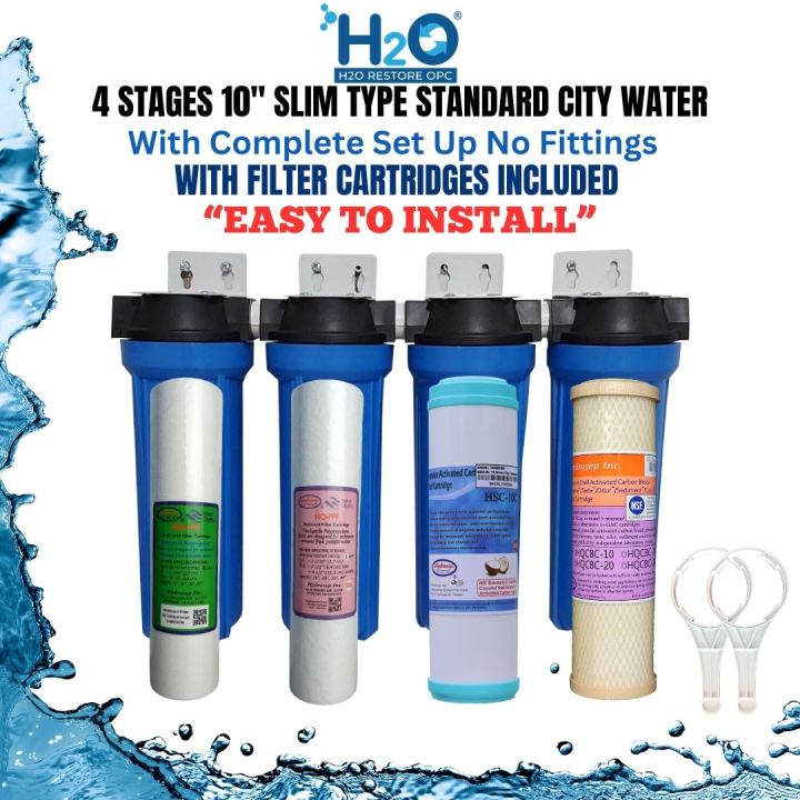 Water Filter 4 Stages 10 Slim Type Standard City Water No Fittings ...