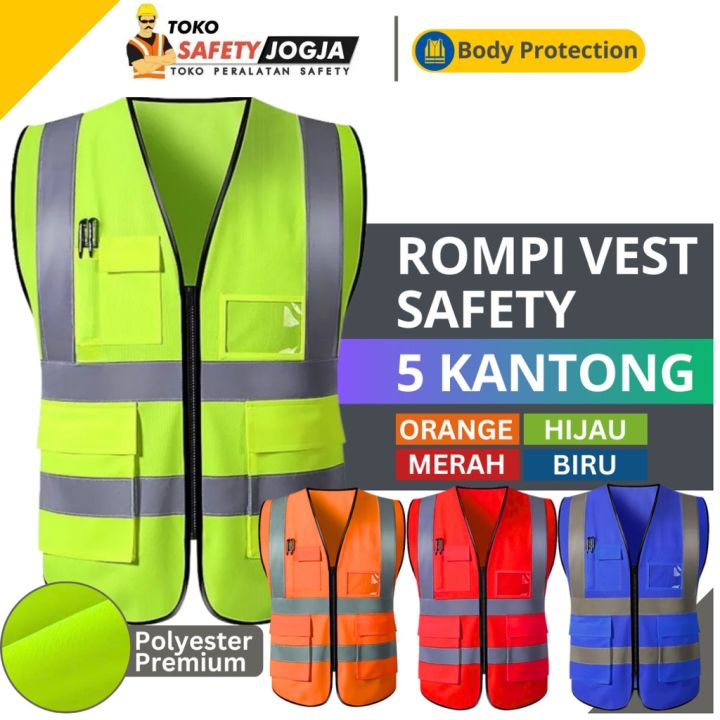 Rompi Safety Proyek Scotlight Name Tag 5 Kantong Saku | Lazada Indonesia