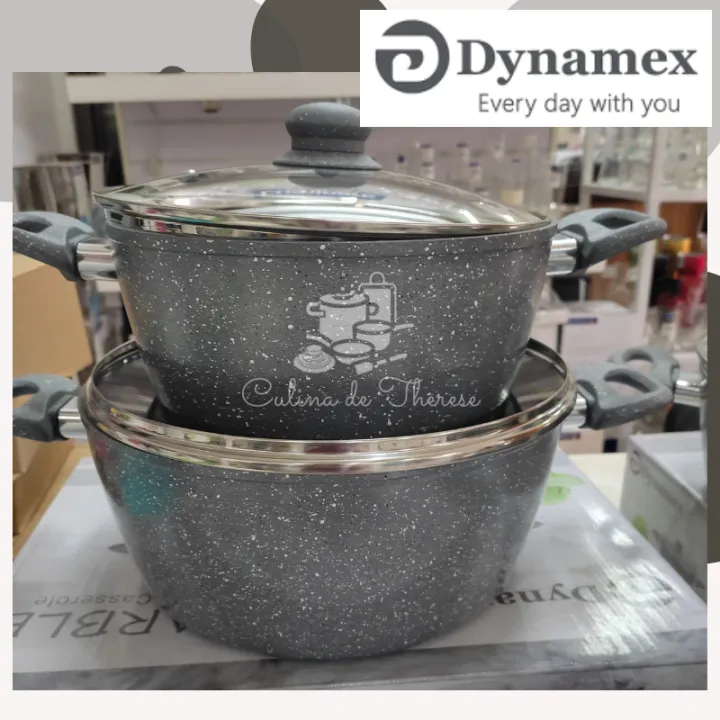 Dynamex Marble Induction Casserole Non-stick Coating Soft Touch Handle ...