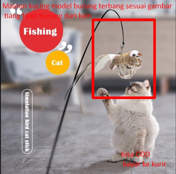 Mainan kucing model burung terbang sesuai gambar tiang fiber burung ...