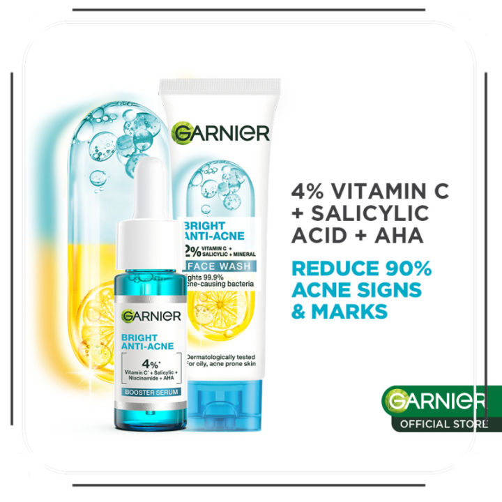Garnier Anti Acne Basic Cleanse & Care Duo: 4% Salicylic Acid Serum15ml ...