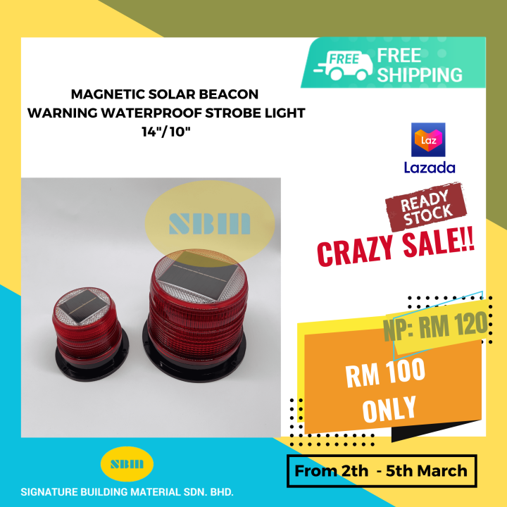 HIGH QUALITY BRIGHT MAGNETIC SOLAR BEACON WARNING STROBE LIGHT ...