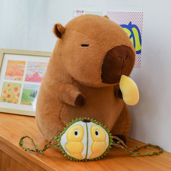 DOIFU Can Pull Capybara Plush Doll Eating Durian Fruit Backpack ...
