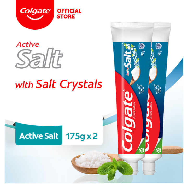 Colgate Active Salt Toothpaste with Salt Crystals 175g Value Twin Pack ...