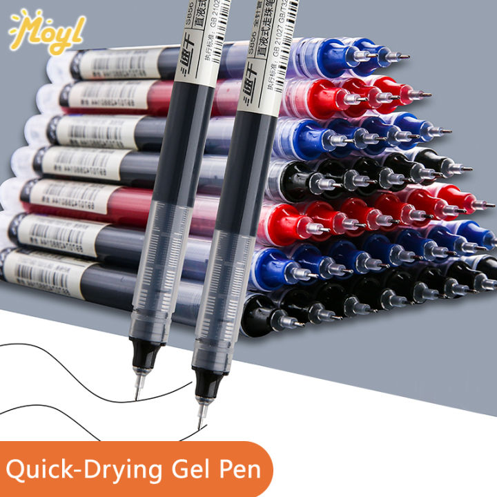 0.5mm Black/Red/Blue Straight Liquid Quick-Drying Gel Pen Office ...
