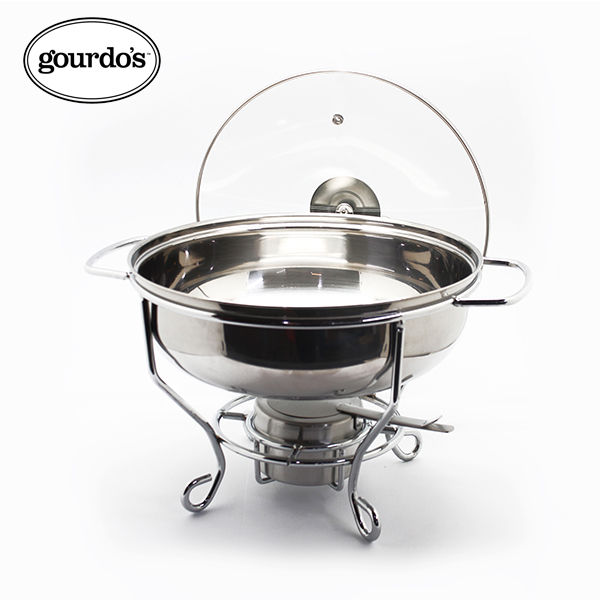 Gourdo's Chafing Dish Single Bowl with Lid Holder & 2 Free Servers 3.5 ...