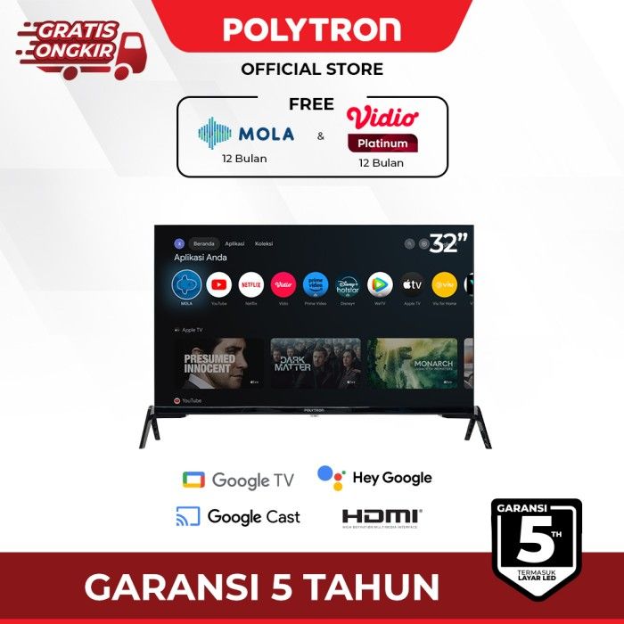 POLYTRON Smart Cinemax Google TV 32 inch PLD 32RG9059 | Lazada Indonesia